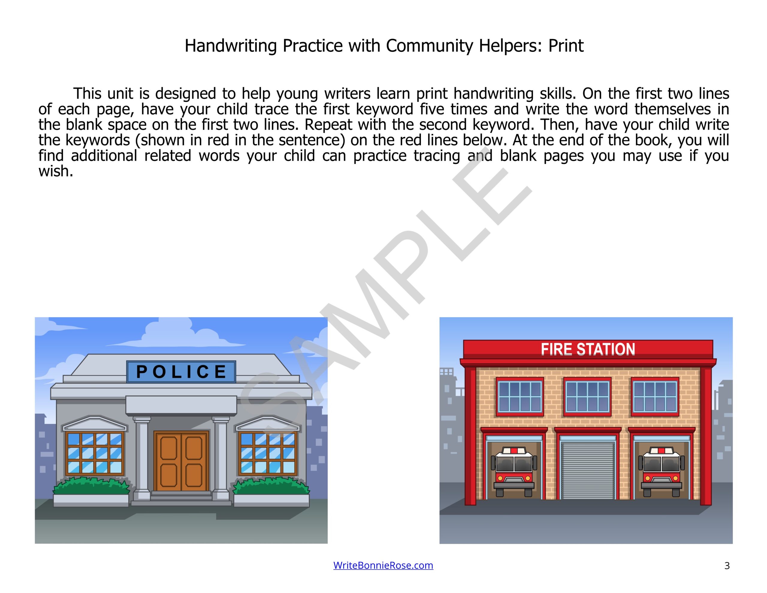 Handwriting Practice with Community Helpers: Print | Made By Teachers