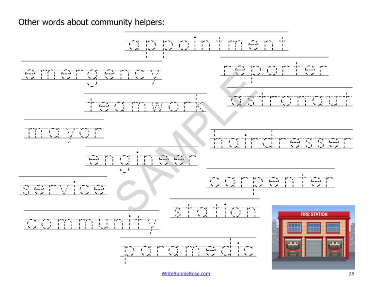 Handwriting Practice with Community Helpers: Print | Made By Teachers