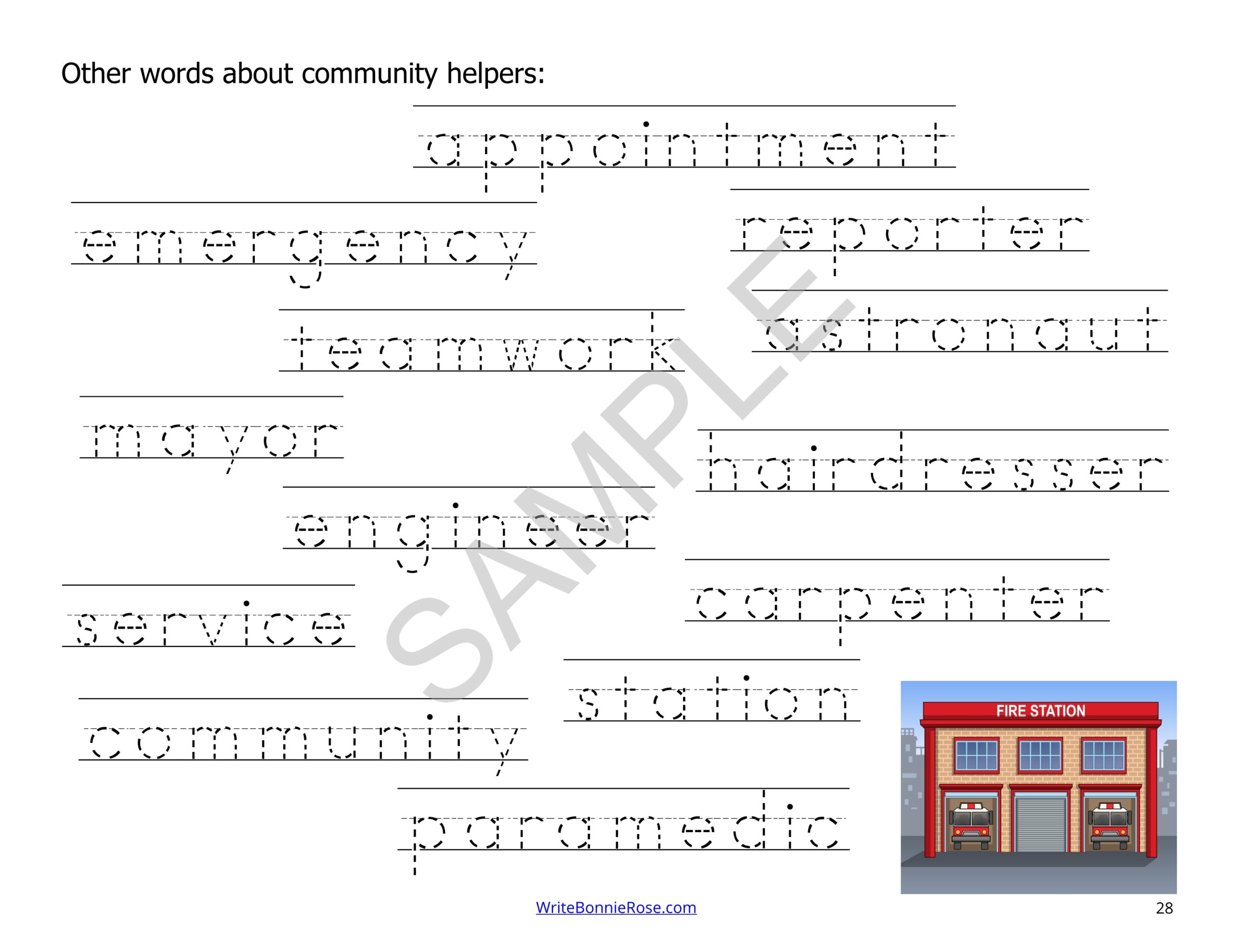 Handwriting Practice with Community Helpers: Print | Made By Teachers