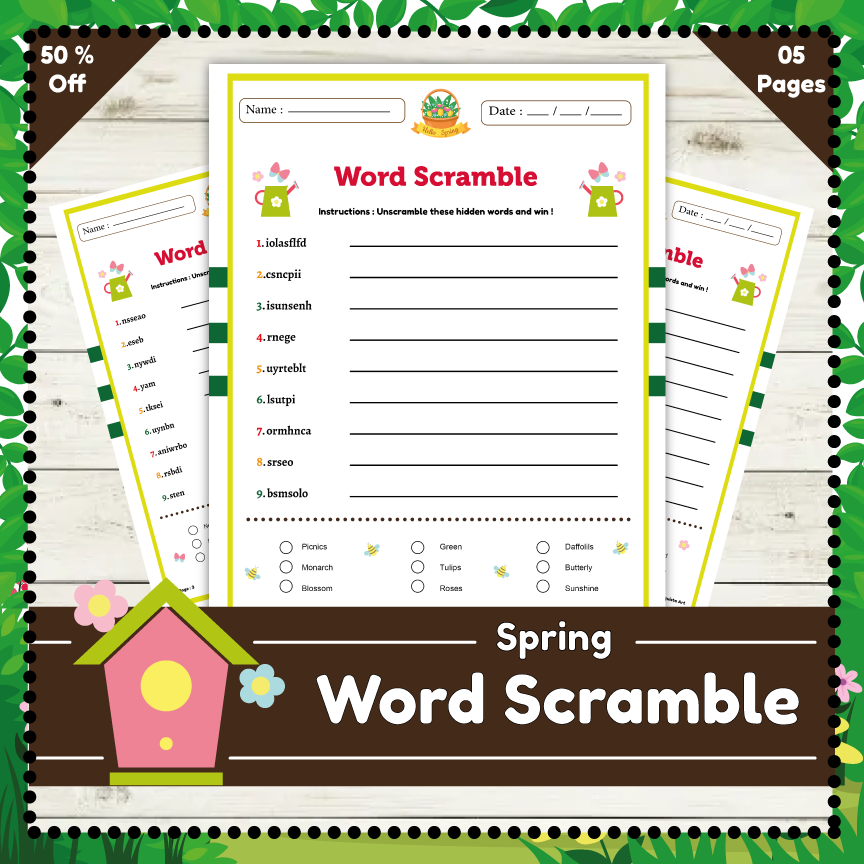 Spring Word Scramble Worksheets: Fun and Engaging Vocabulary Practice ...
