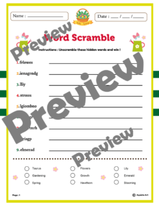 Spring Word Scramble Worksheets: Fun and Engaging Vocabulary Practice ...