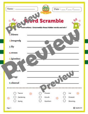 Spring Word Scramble Worksheets: Fun and Engaging Vocabulary Practice ...