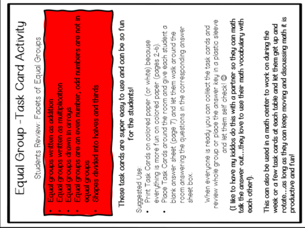 Math Task Cards-Equal Groups | Made By Teachers