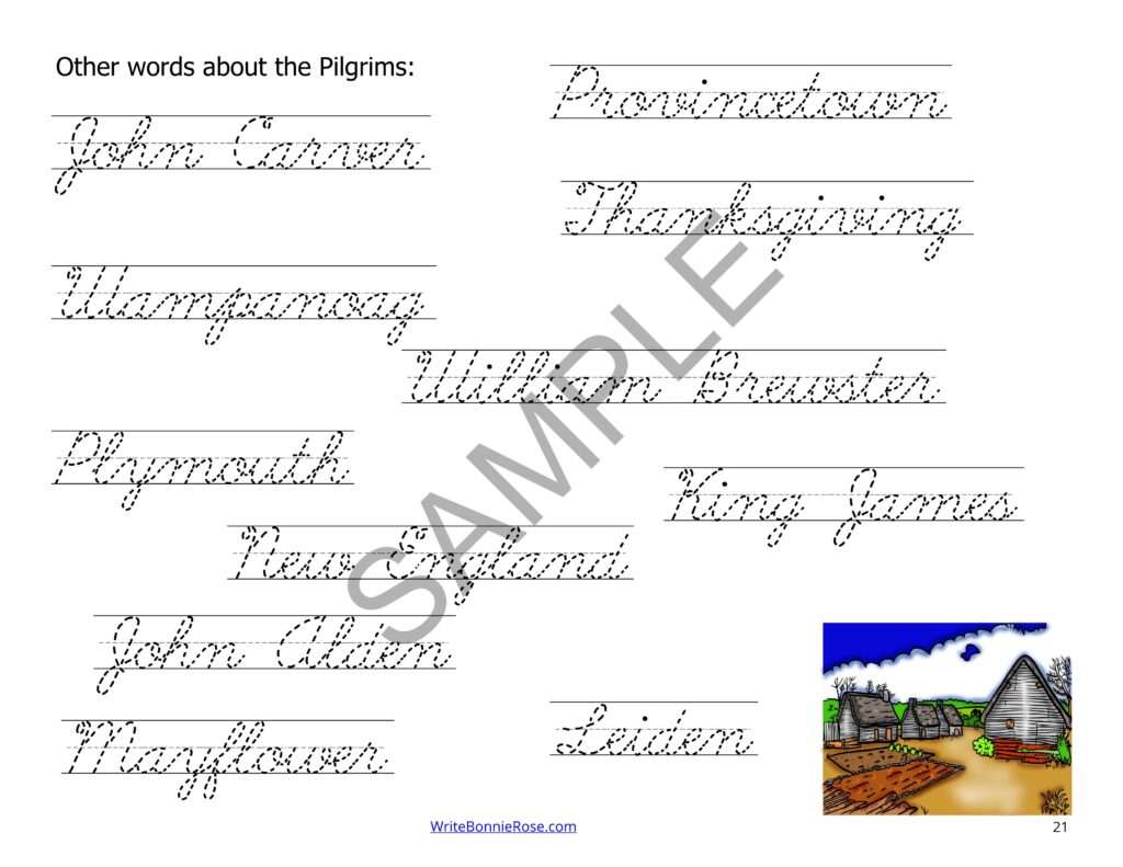 Handwriting Practice with the Pilgrims-Cursive | Made By Teachers