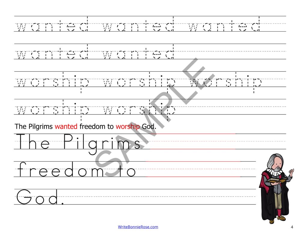 Handwriting Practice with the Pilgrims-Print | Made By Teachers