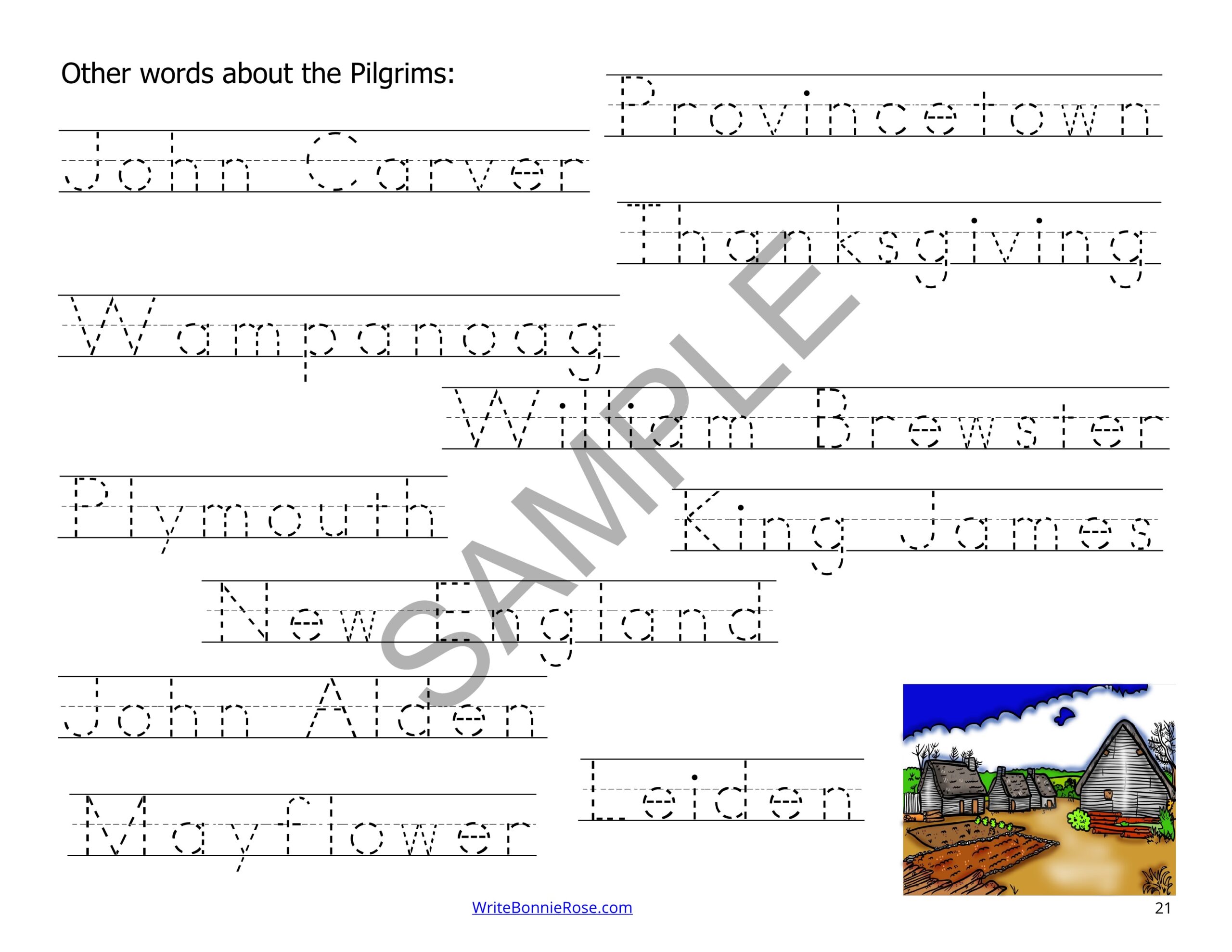 Handwriting Practice with the Pilgrims-Print | Made By Teachers