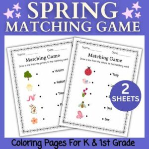 Spring Matching Game For PreK, Kindergarten And 1st Grade| Spring ...