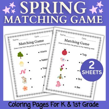 Spring Matching Game For PreK, Kindergarten And 1st Grade| Spring ...