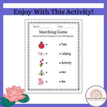 Spring Matching Game For PreK, Kindergarten And 1st Grade| Spring ...