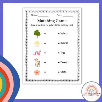 Spring Matching Game For PreK, Kindergarten And 1st Grade| Spring ...