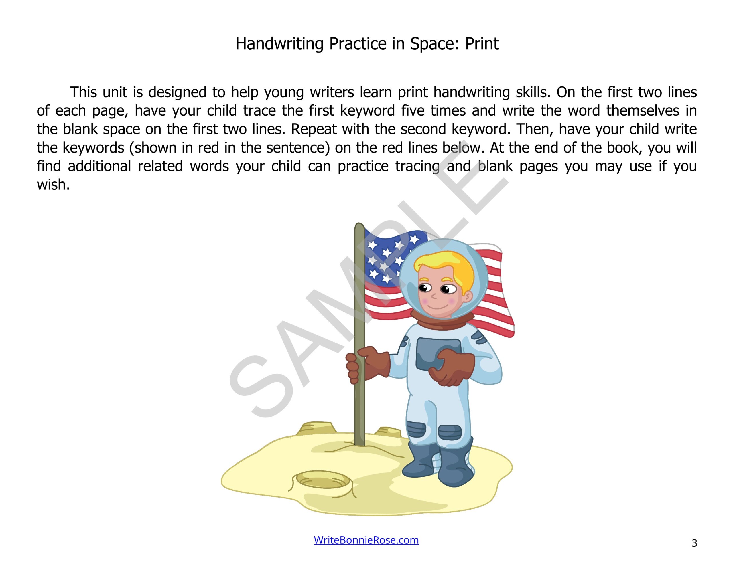 Handwriting Practice in Space-Print | Made By Teachers