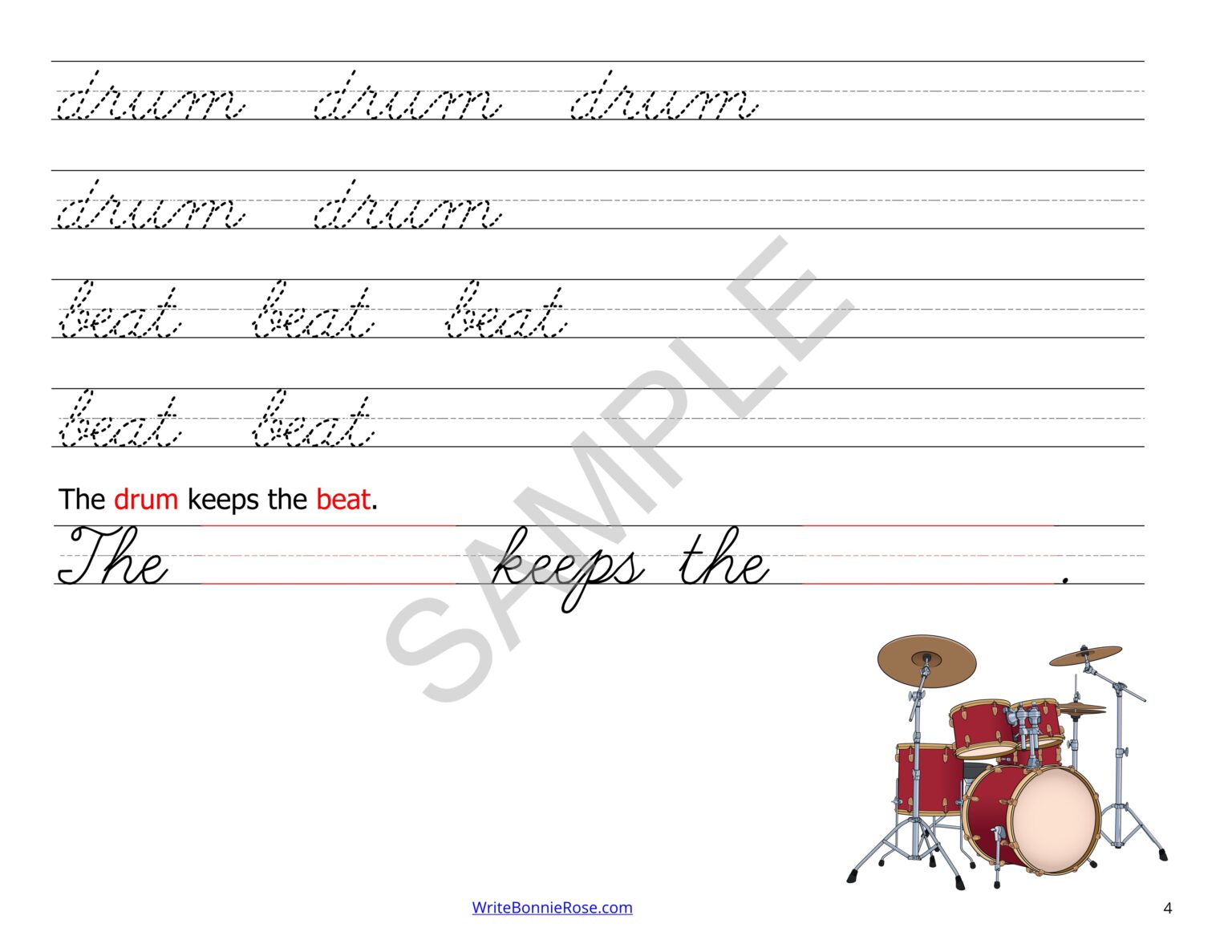 Handwriting Practice with Musical Instruments: Cursive | Made By Teachers