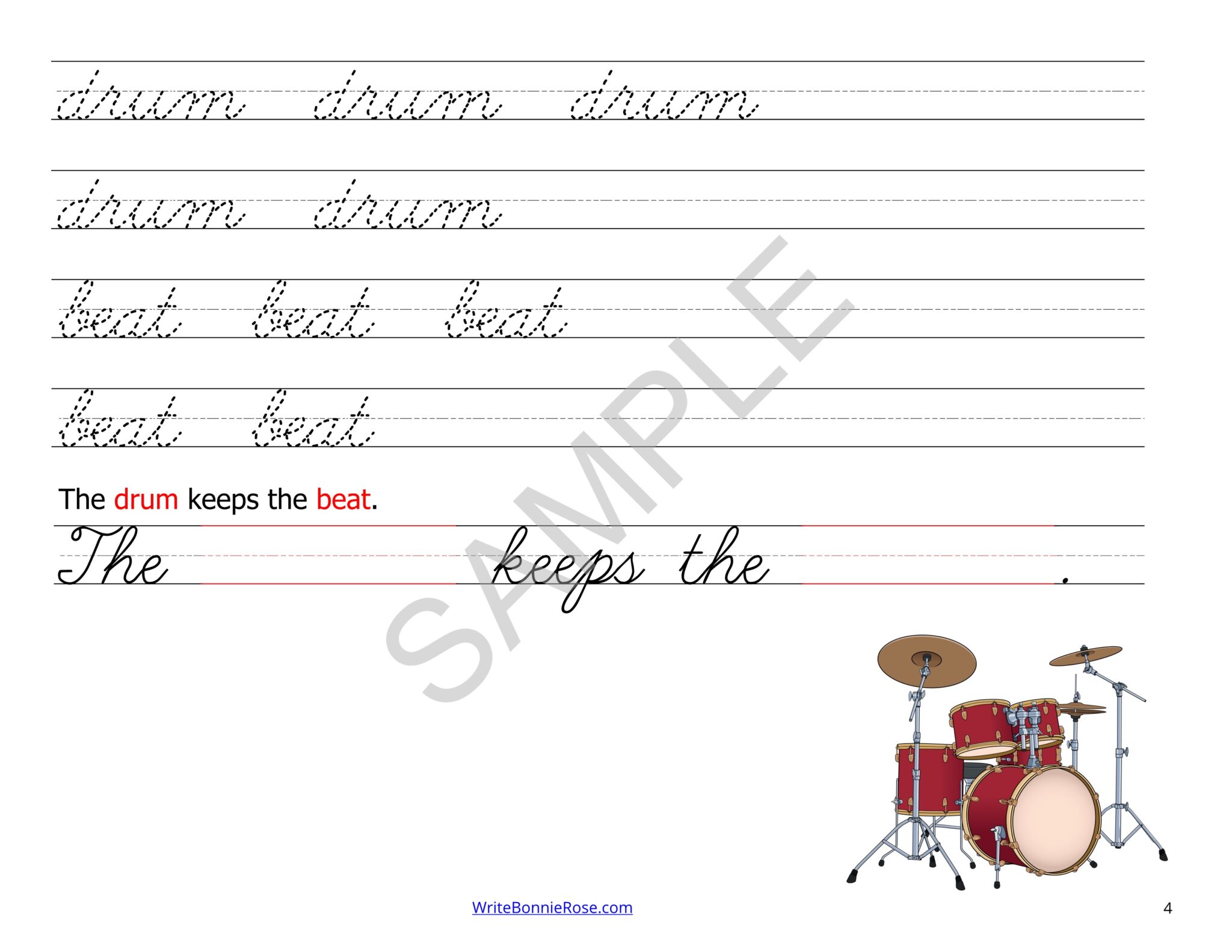 Handwriting Practice with Musical Instruments: Cursive | Made By Teachers
