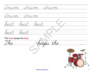 Handwriting Practice with Musical Instruments: Cursive | Made By Teachers