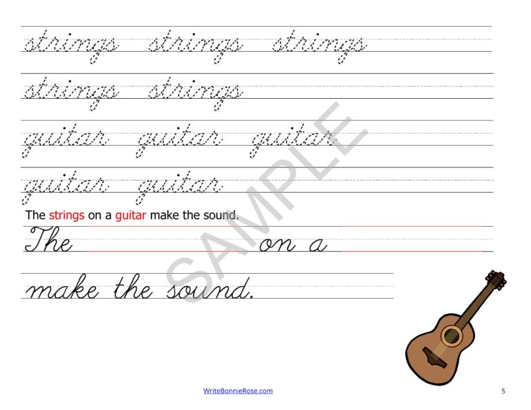 Handwriting Practice with Musical Instruments: Cursive | Made By Teachers