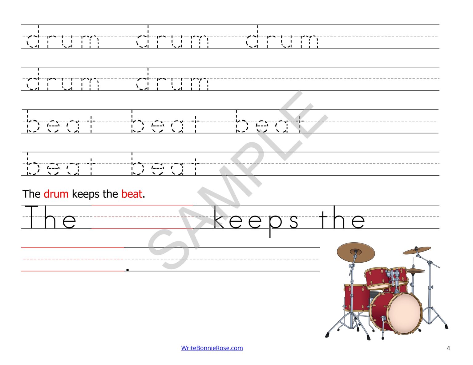 Handwriting Practice with Musical Instruments: Print | Made By Teachers