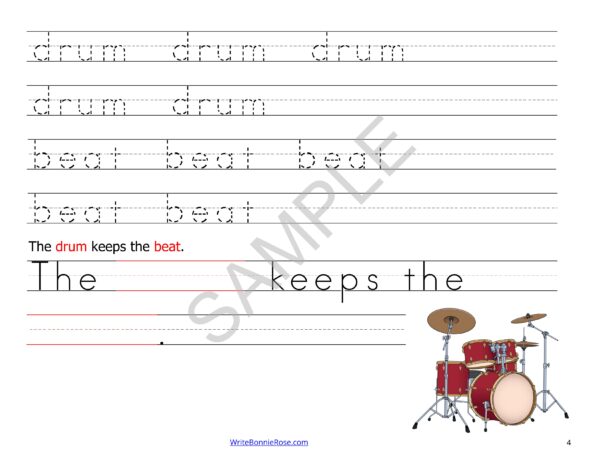 Handwriting Practice with Musical Instruments: Print | Made By Teachers