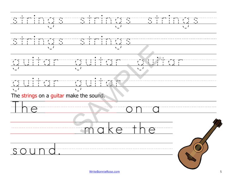 Handwriting Practice with Musical Instruments: Print | Made By Teachers