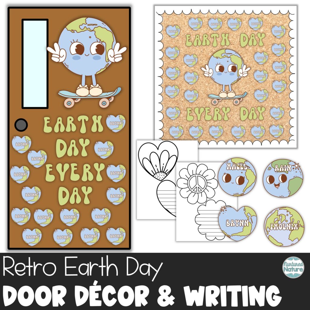 Earth Day Bulletin Board - Spring Door Decor with Editable Name Tags ...