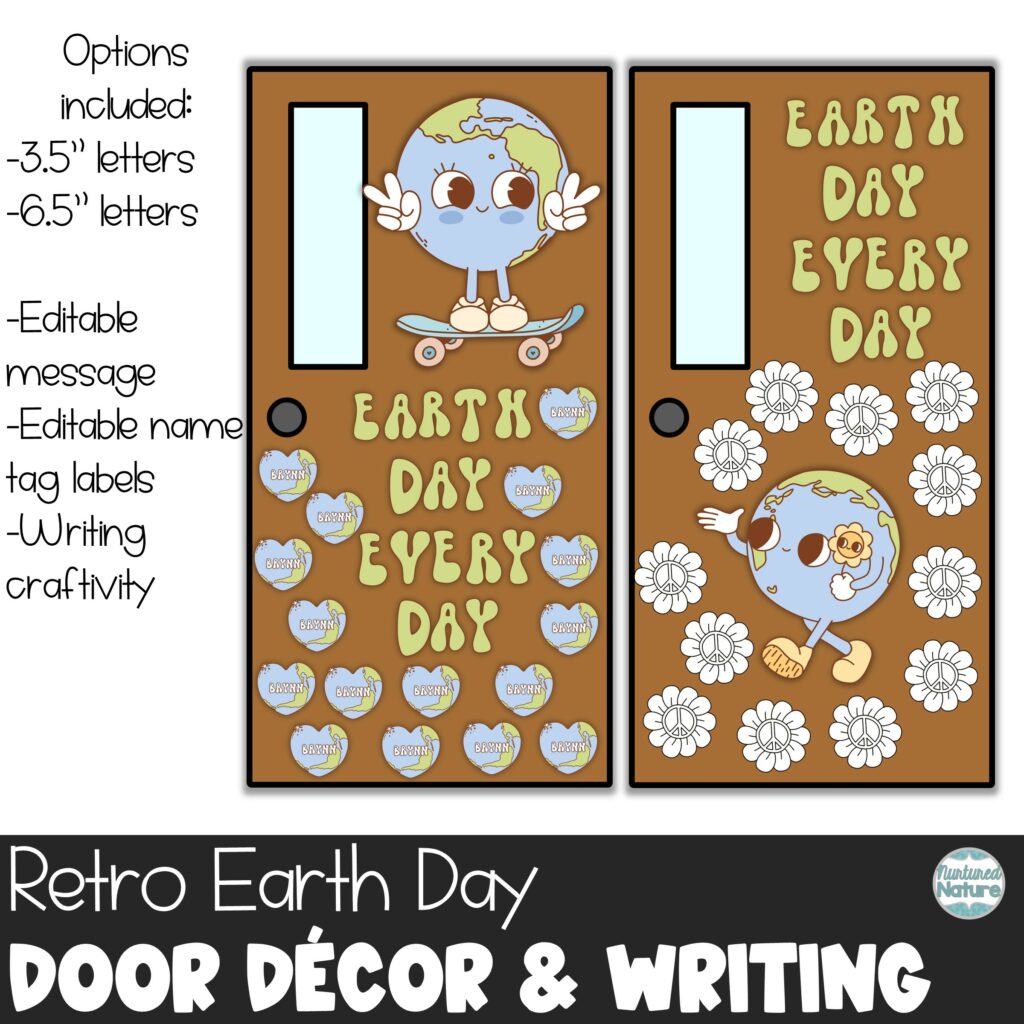 Earth Day Bulletin Board - Spring Door Decor with Editable Name Tags ...