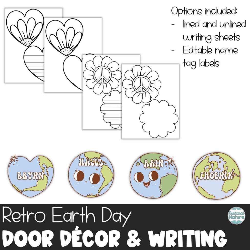 Earth Day Bulletin Board - Spring Door Decor with Editable Name Tags ...