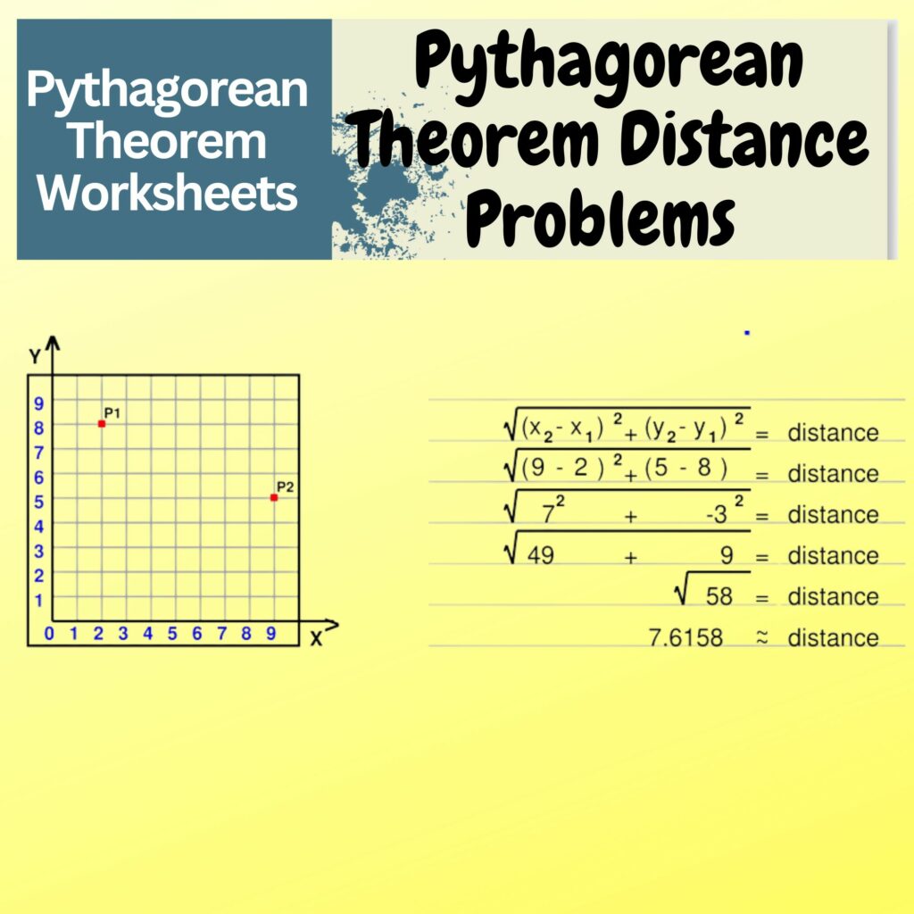 Pythagorean Theorem Distance Problems Worksheets-Find the distance ...