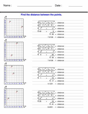 Pythagorean Theorem Distance Problems Worksheets-Find the distance ...