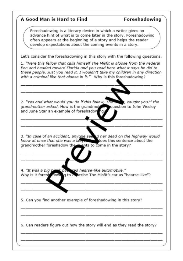 Flannery O'Connor "A Good Man is Hard to Find" worksheets - Made By ...