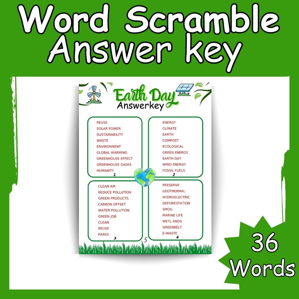 Earth Day Word Scramble: Fun and Educational Activity for Kids | Made ...