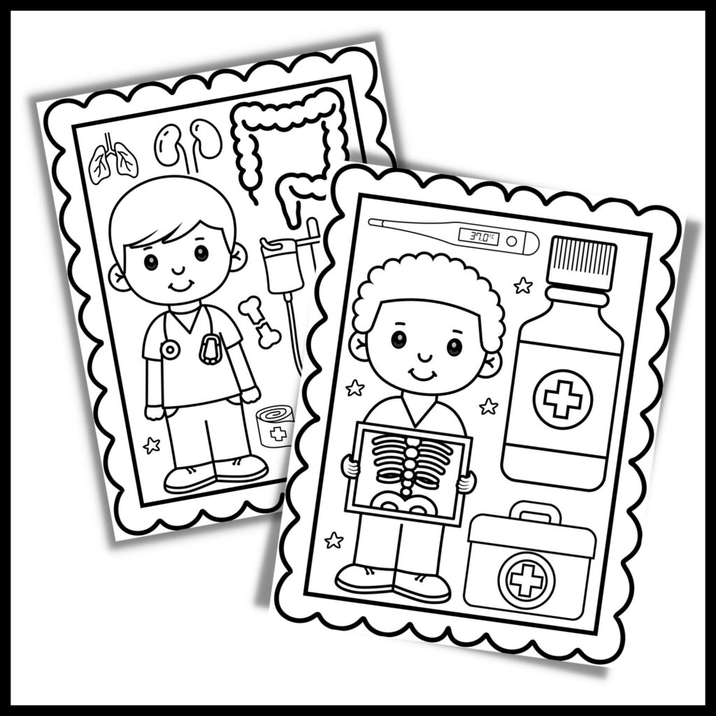 Community Helpers Coloring Pages | Doctor & Nurse Coloring Sheets For ...