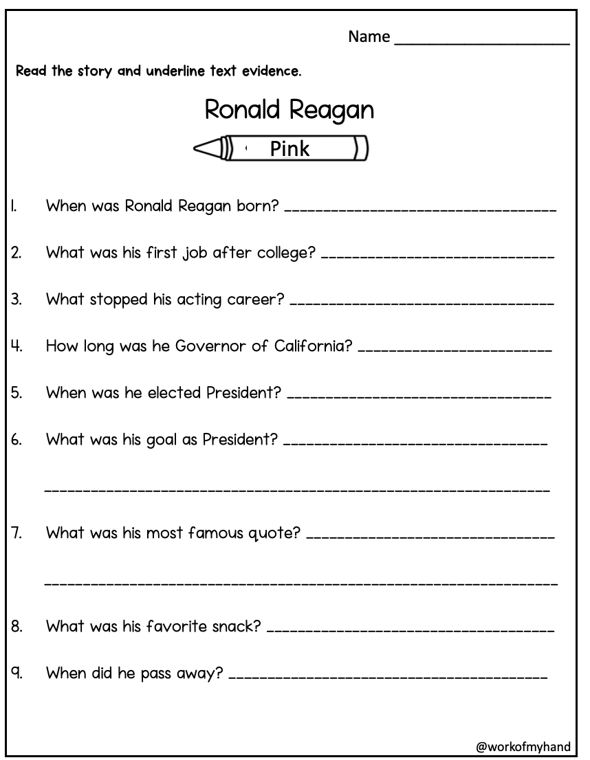46 U.S. Presidents Facts and Fun Reading Comprehension | Made By Teachers