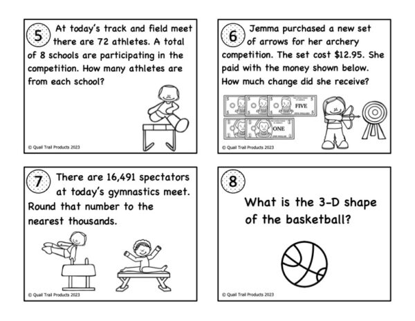 Grade 4 Sports Math Task Cards | Made By Teachers