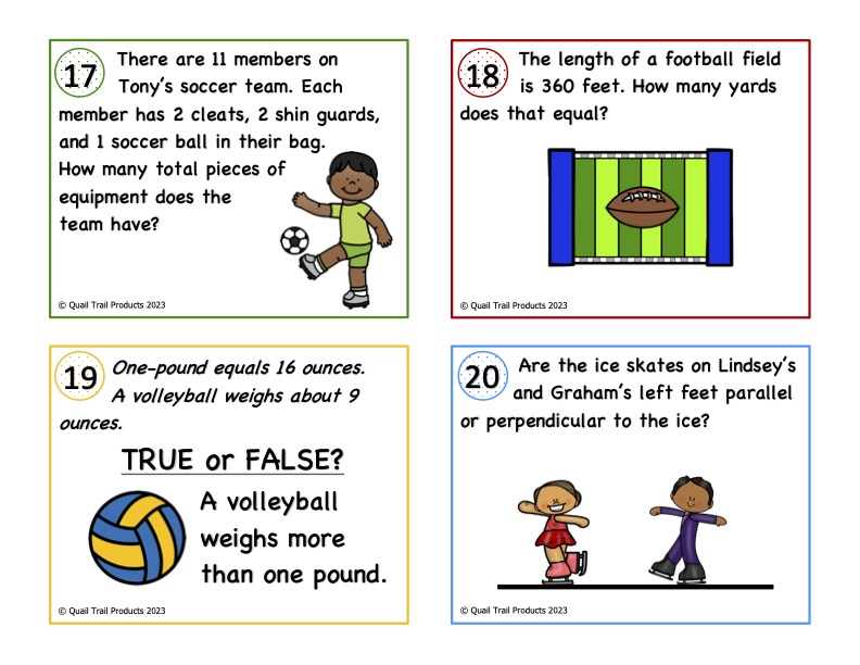 Grade 4 Sports Math Task Cards | Made By Teachers