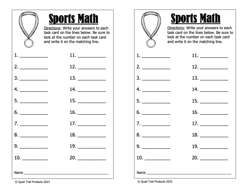 Grade 4 Sports Math Task Cards | Made By Teachers