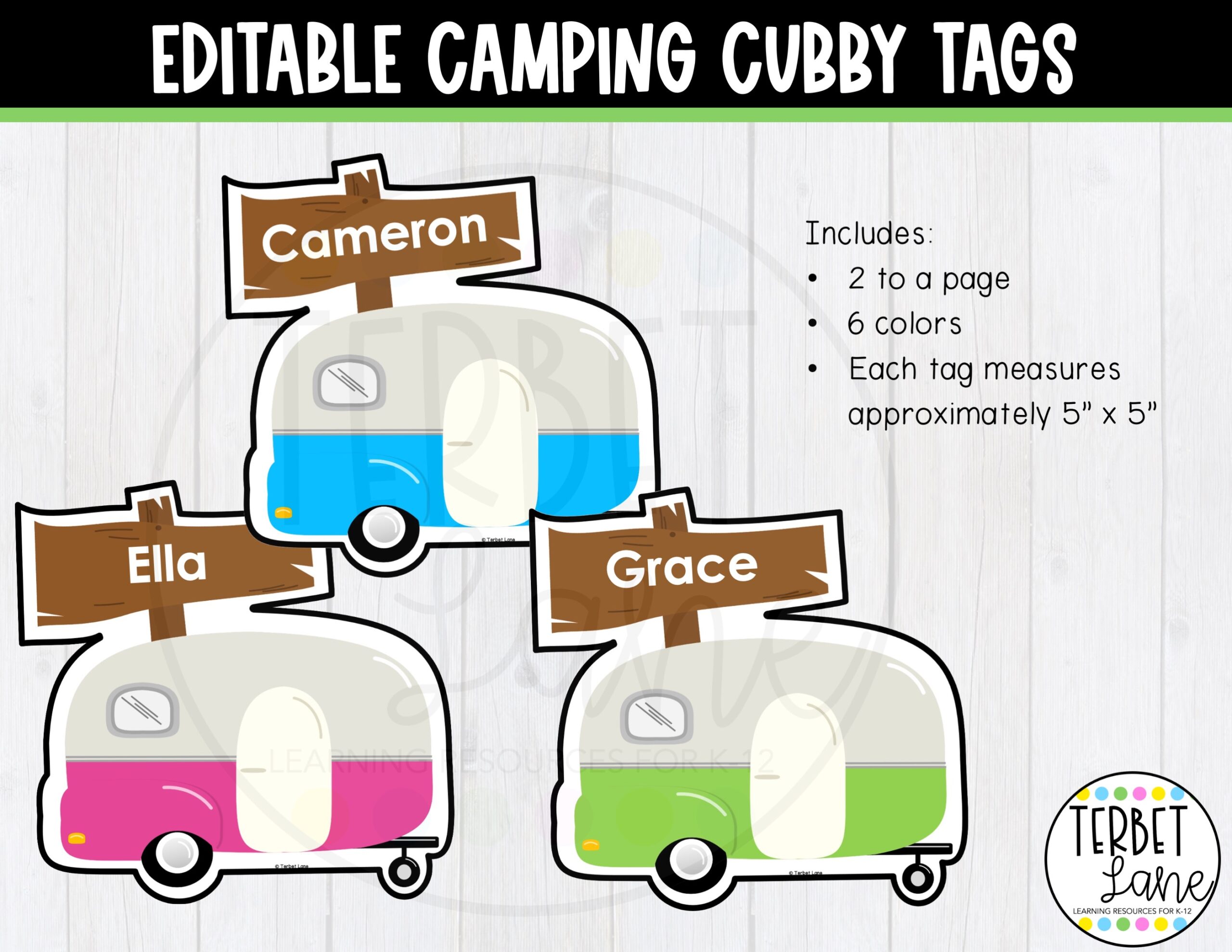 Editable Camping Themed Cubby Tags | Made By Teachers