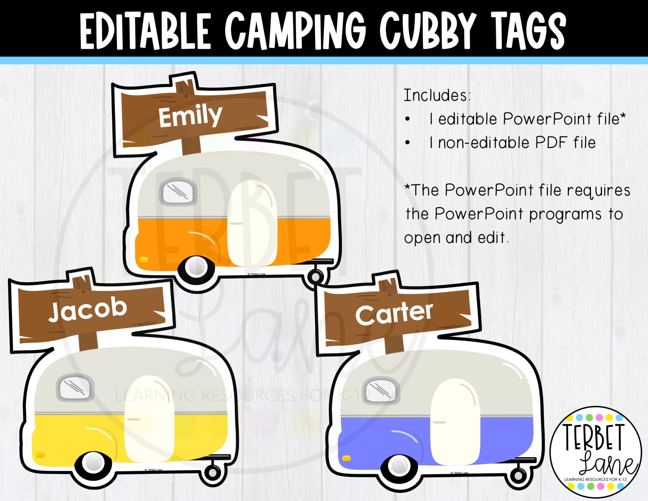 Editable Camping Themed Cubby Tags | Made By Teachers