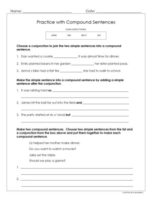 Compound Sentences and Conjunctions - Grades 1-2 - 4 worksheets - CCSS ...