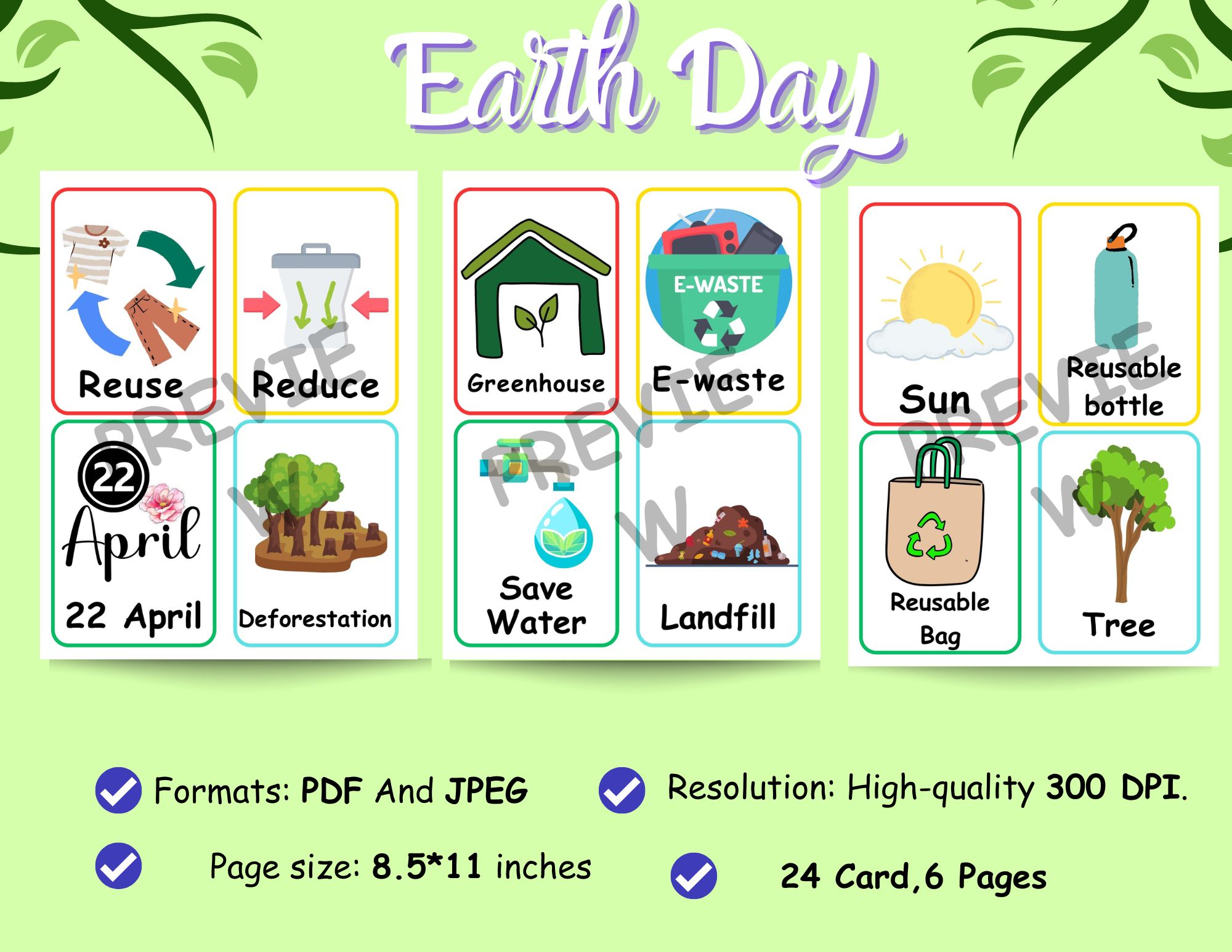 Green Action Flashcards: Earth Day Activities for April 22nd | Made By ...