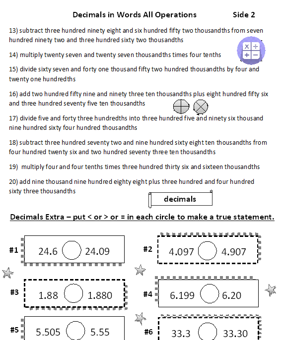 Decimals All Operations in Words (20 Examples Written Out) | Made By ...