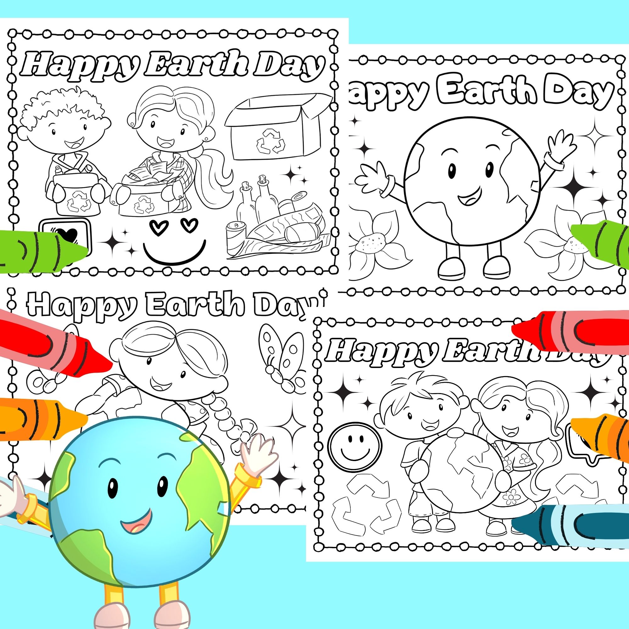Happy Earth Day Coloring Pages| 5 Funny Earth Day Coloring Pages | Made ...
