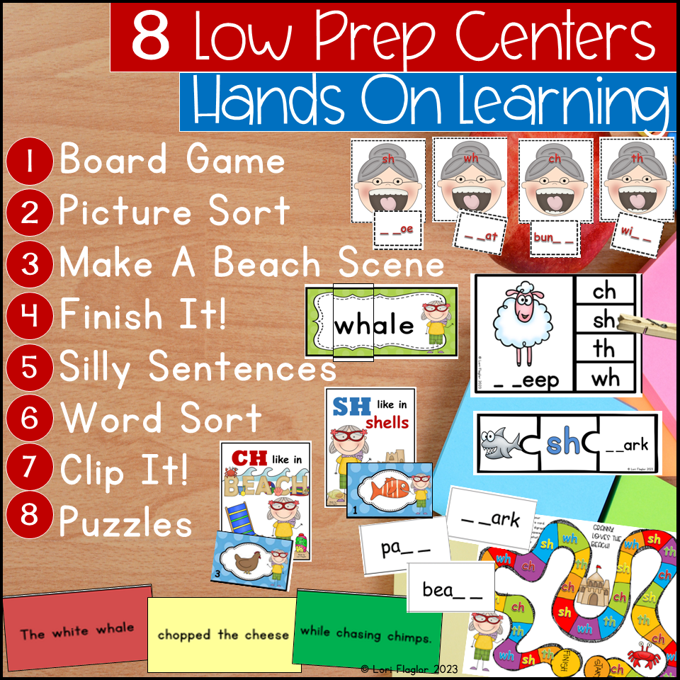 Consonant Digraphs- ch, sh, th, wh Worksheets and Learning Centers ...