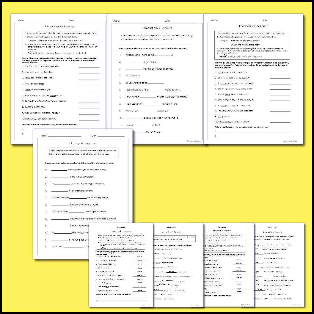 Demonstrative & Interrogative Pronouns - Grades 4-5-6 - Practice/Review ...