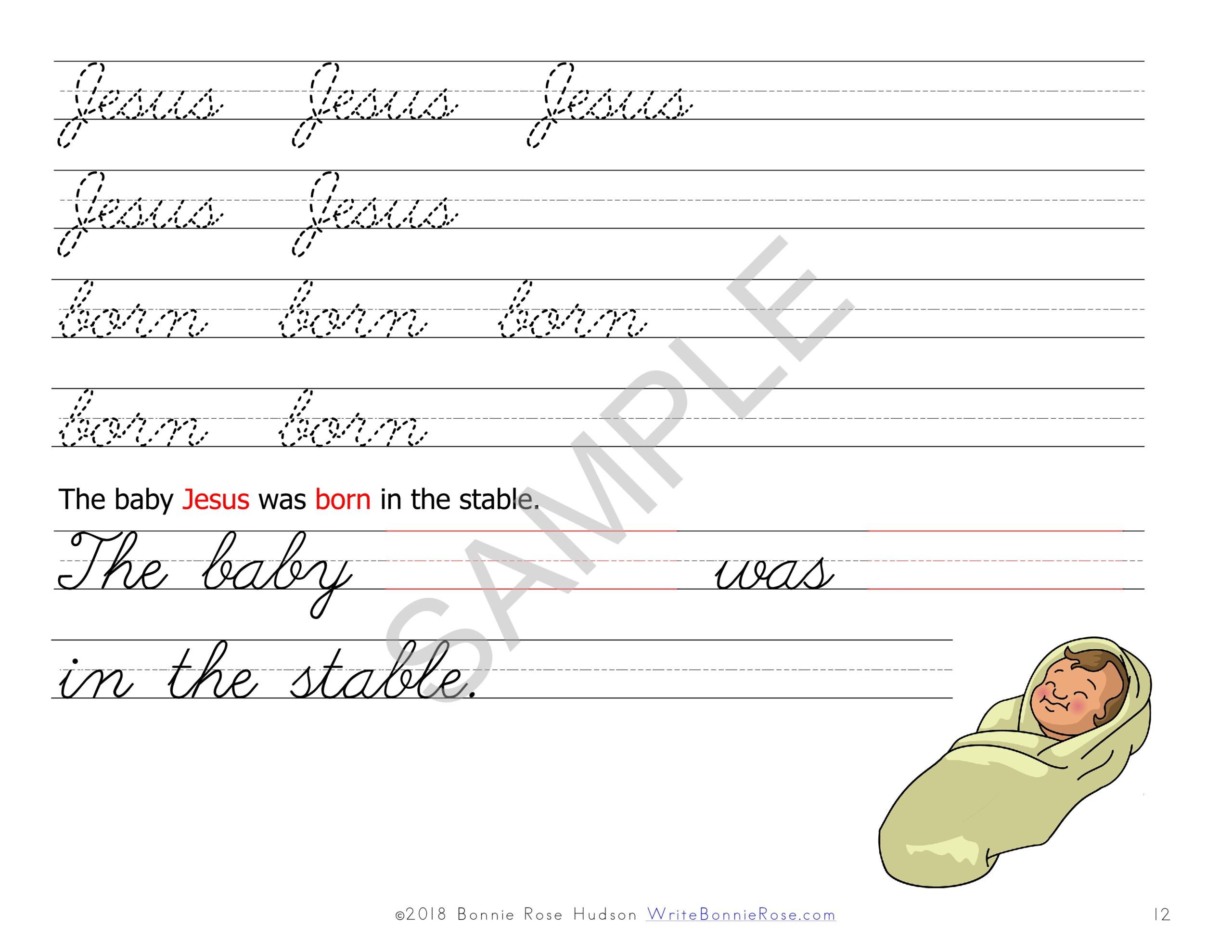 Handwriting Practice with the Nativity-Cursive | Made By Teachers