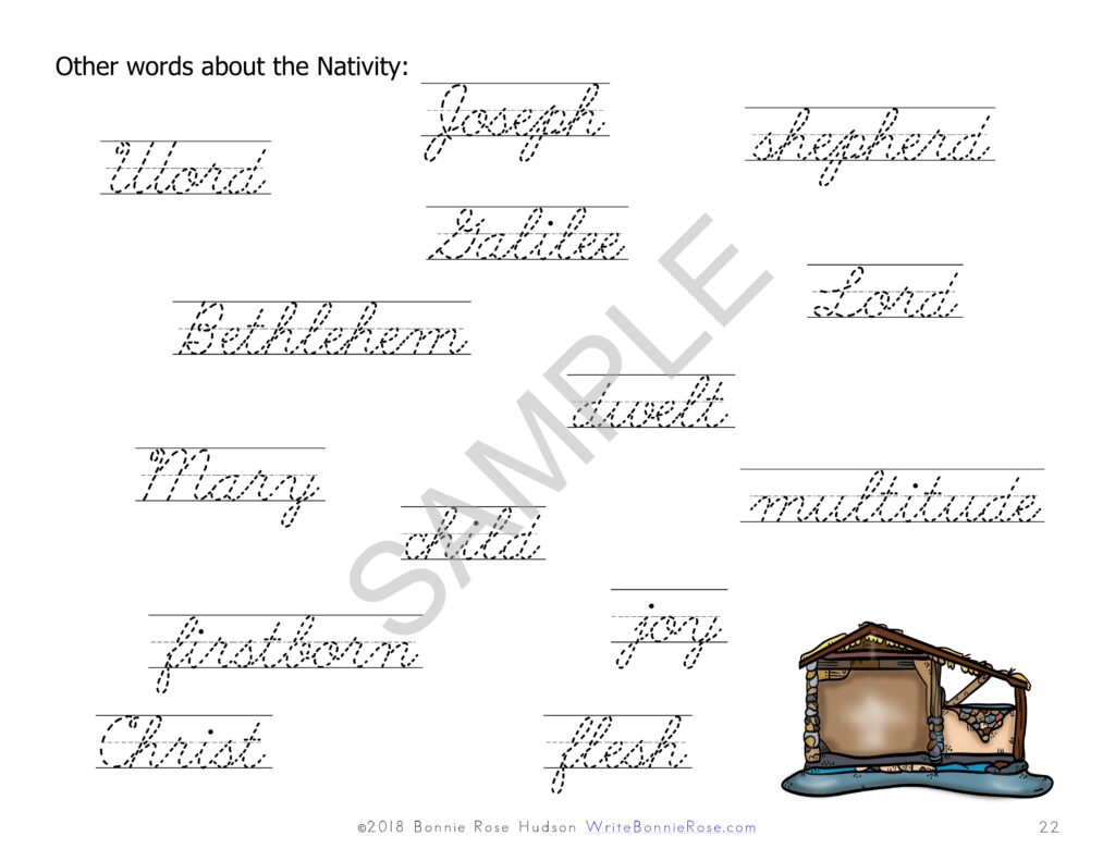 Handwriting Practice with the Nativity-Cursive | Made By Teachers