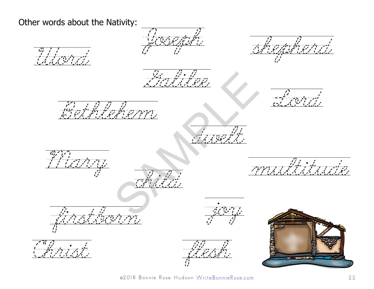 Handwriting Practice with the Nativity-Cursive | Made By Teachers