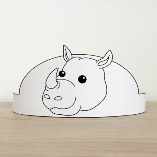 Rhino Paper Crown Printable Africa Animal Coloring Craft | Made By Teachers