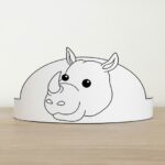 Rhino Paper Crown Printable Africa Animal Coloring Craft | Made By Teachers