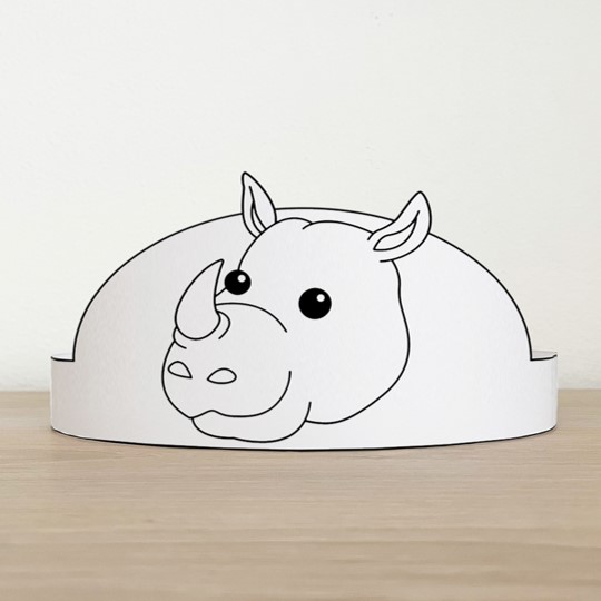 Rhino Paper Crown Printable Africa Animal Coloring Craft | Made By Teachers