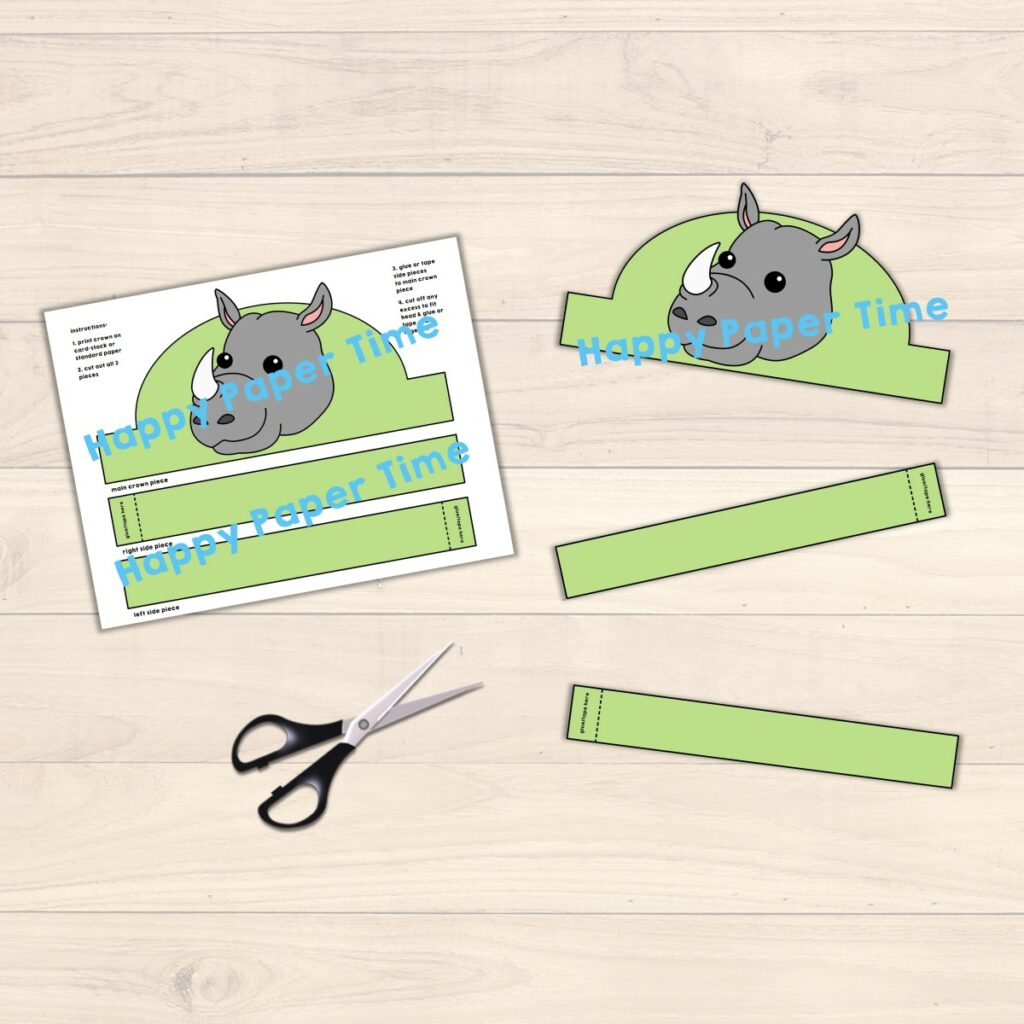 Rhino Paper Crown Printable Africa Animal Coloring Craft | Made By Teachers