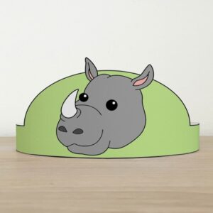 Rhino Paper Crown Printable Africa Animal Coloring Craft | Made By Teachers